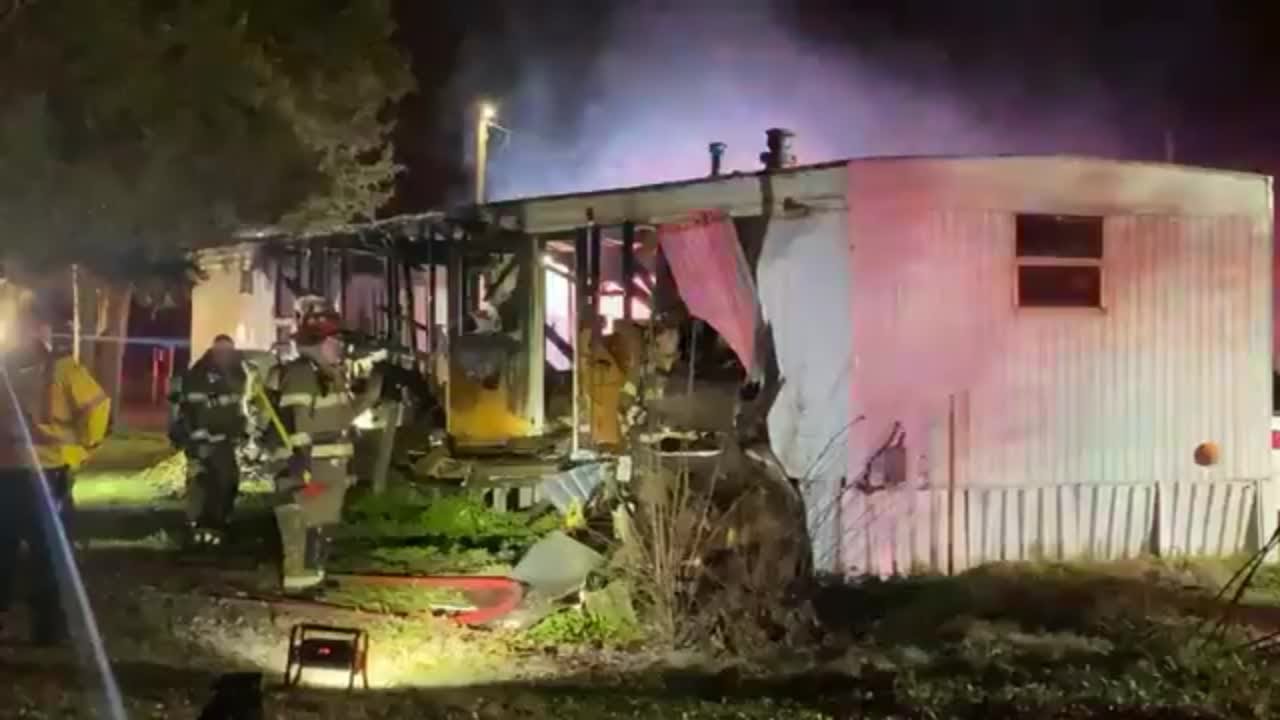 Live: Mobile home completely destroyed by fire - YouTube