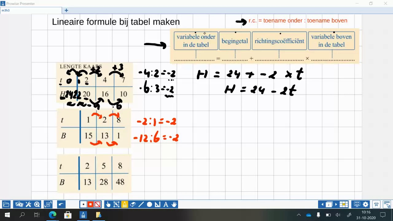 lineaire formule bij tabel maken - YouTube