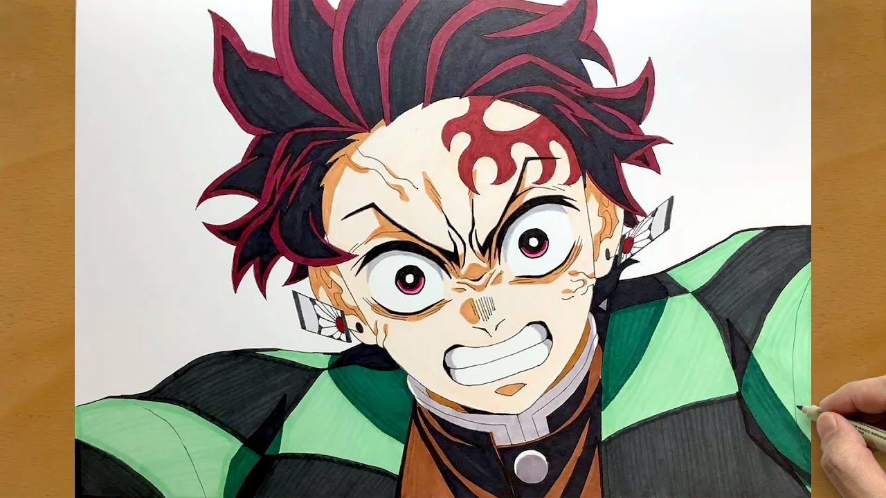 How to draw Angry Tanjiro Kamado from Demon Slayer | Kimetsu no Yaiba ...