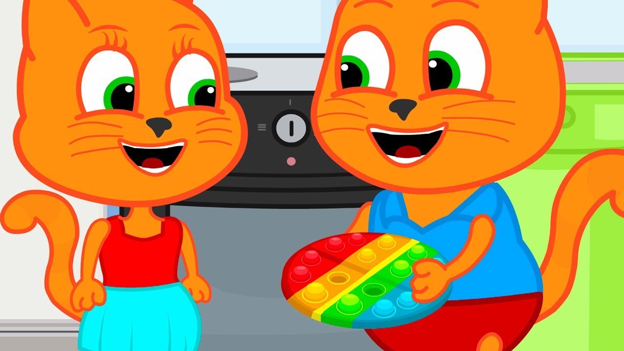 🔴 Cats Family in English - POP IT Cookies Cartoon for Kids - YouTube