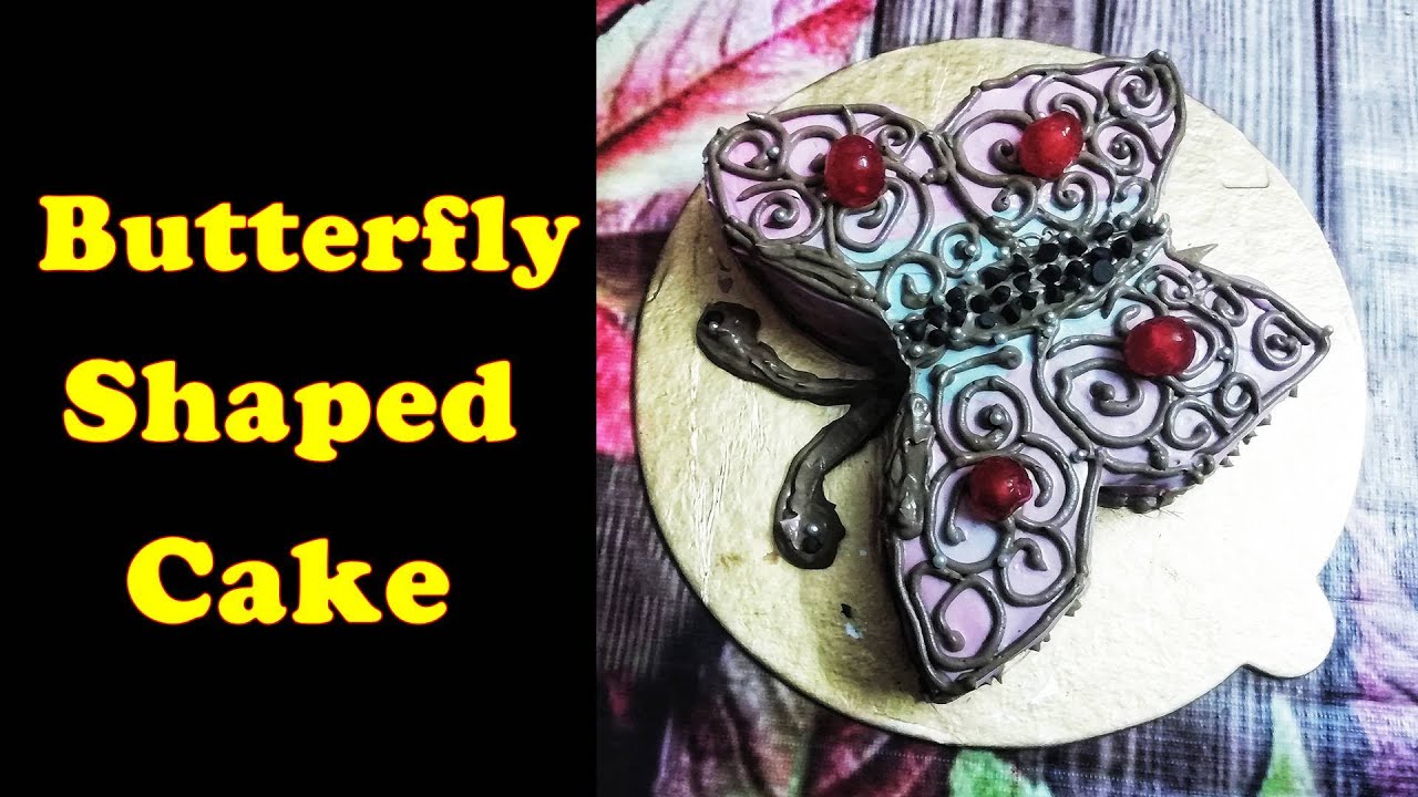 Easy Butterfly Shaped Cake | How To Make Round Shape Cake Into ...