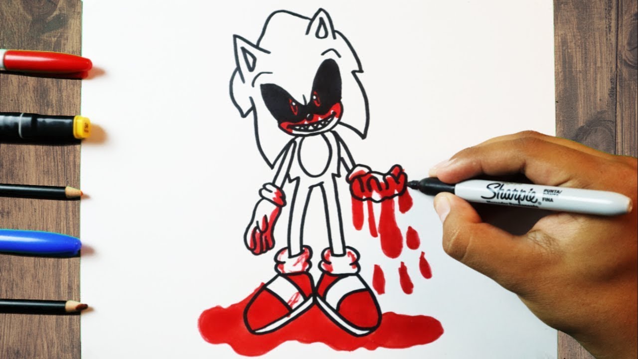 HOW TO DRAW Sonic & Sonic EXE drawing /Como debujar Sonic exe/ fleetway ...