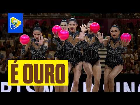 CONJUNTO DE GINÁSTICA RÍTMICA É CAMPEÃO MUNDIAL NA SÉRIE COM 5 BOLAS