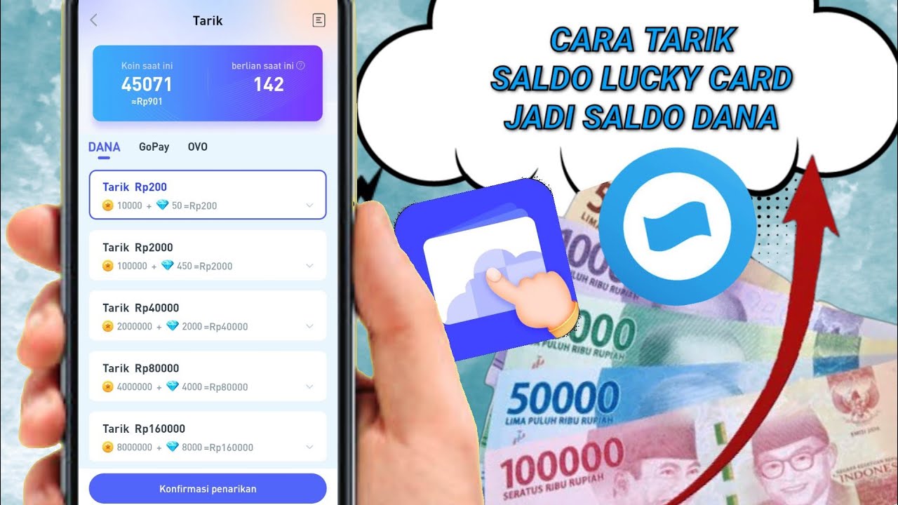 CARA TARIK SALDO LUCKY CARD JADI SALDO DANA | PENGHASIL UANG LUCKY CARD ...