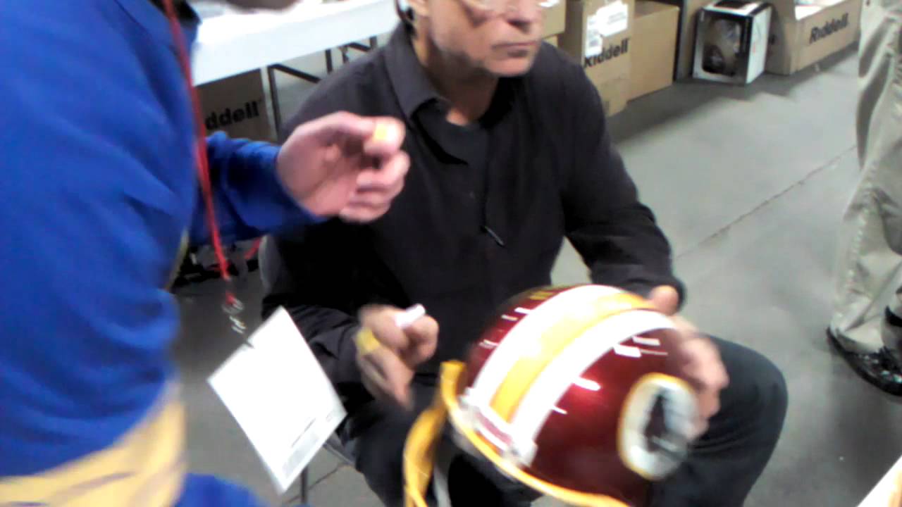 John Riggins Washington Redskins Signing NFL Helmets for Phg Sports ...