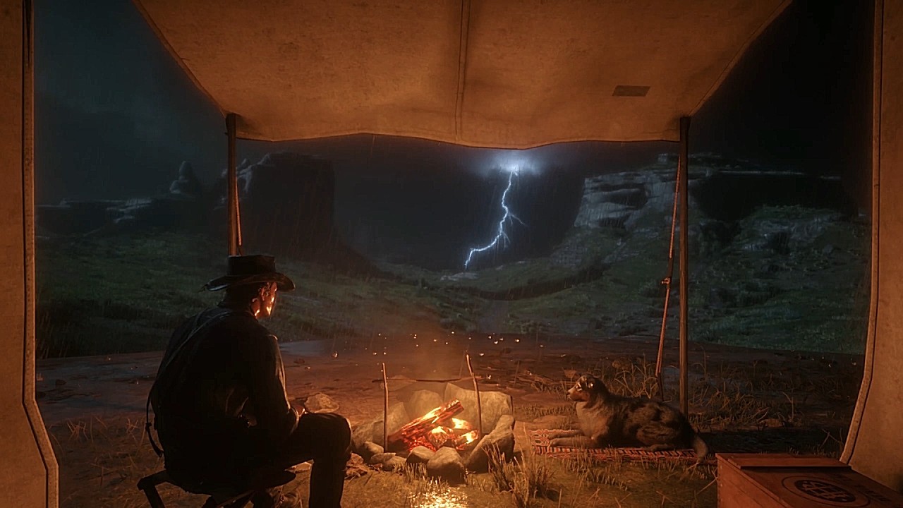 Camping In A Thunderstorm With Arthur And His Dog Companion | RDR2 ASMR ...