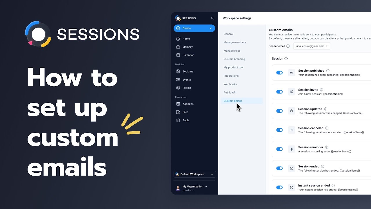 How to set up custom emails in Sessions - YouTube