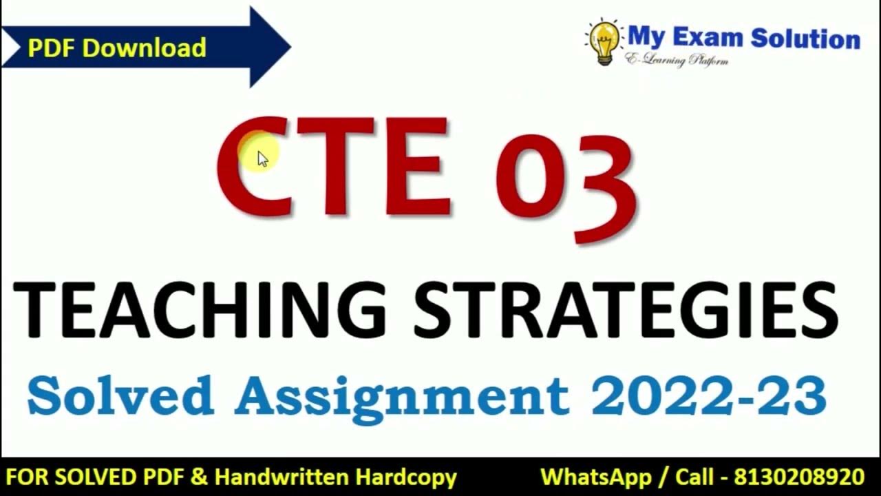 IGNOU CTE 03 SOLVED ASSIGNMENT 2022-23 | IGNOU SOLVED ASSIGNMENTS 2022-23 #ignousolvedassignment ...