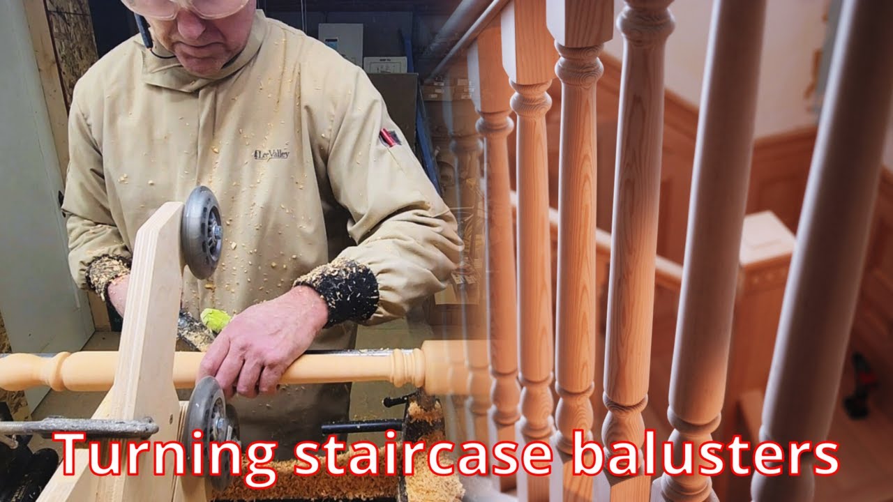 Turning staircase balusters. Professional woodturning. - YouTube