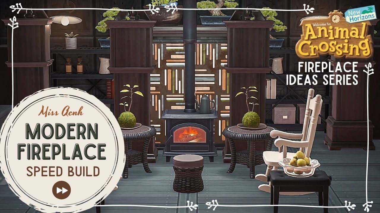 Fireplace ideas series: Modern Fireplace | ACNH Speed Build | Animal ...