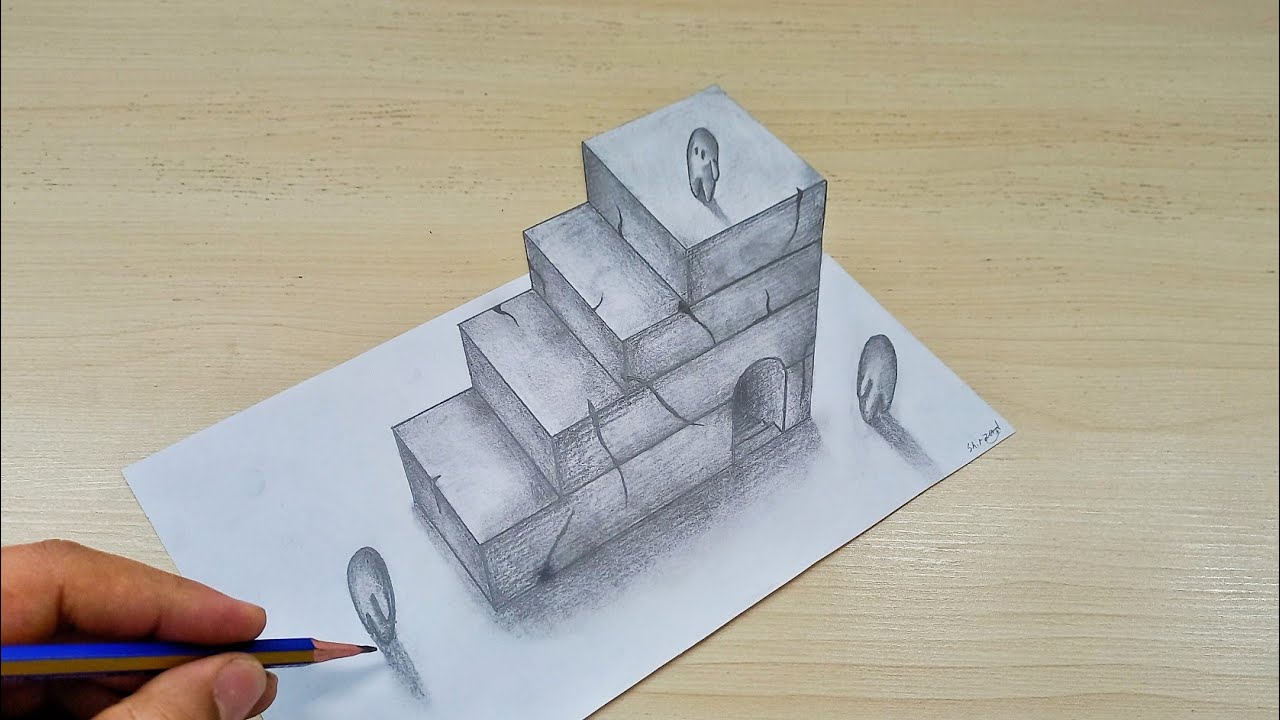 How to Draw 3d impossible shapes Drawing on paper. easy 3d drawing ...