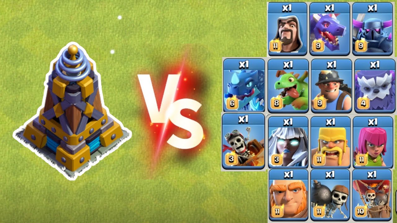 mega tesla vs all elixir troops | clash of clans | mega tesla vs all ...