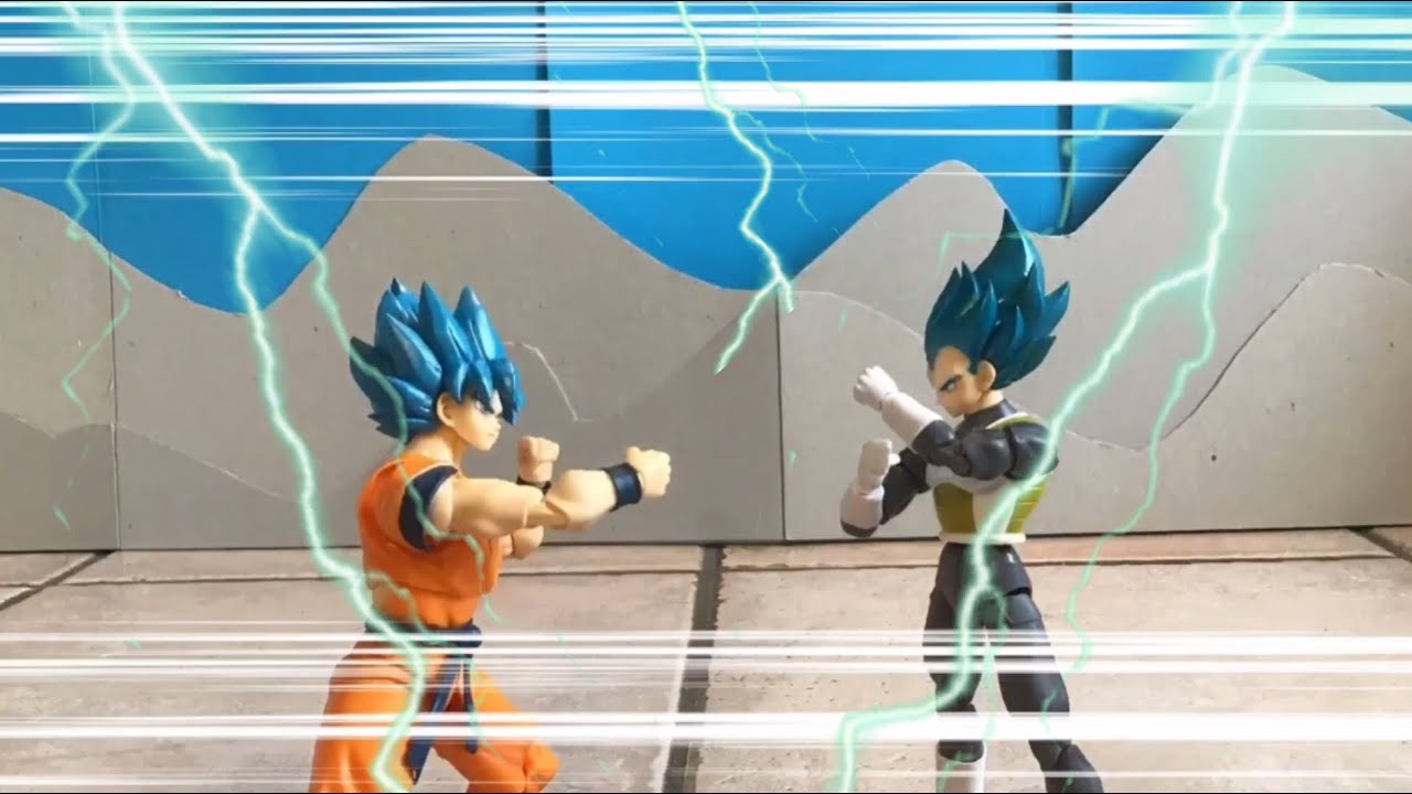 Dbz stop motion- goku vs vegeta- battle of the gods - YouTube