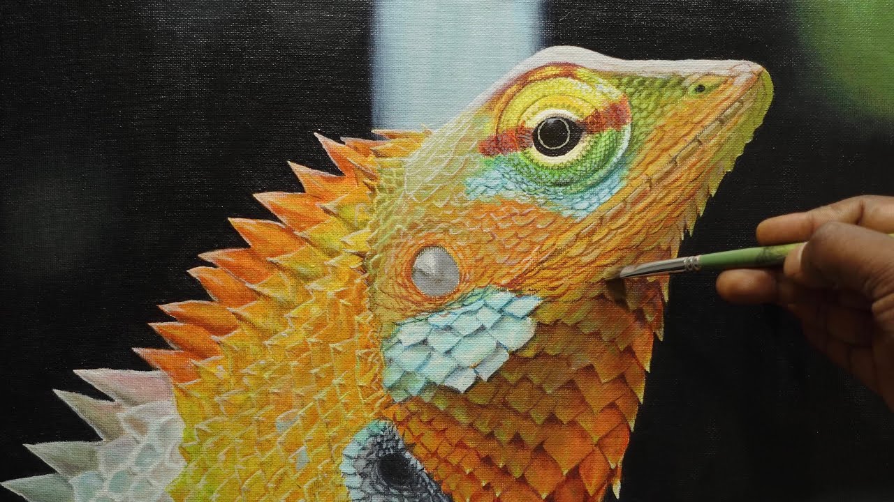 Painting a Realistic Lizard With Acrylic | Time-lapse |#66 - YouTube