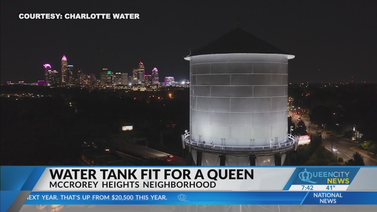 Charlotte Water tower lit up, could soon coordinate colors with Uptown ...