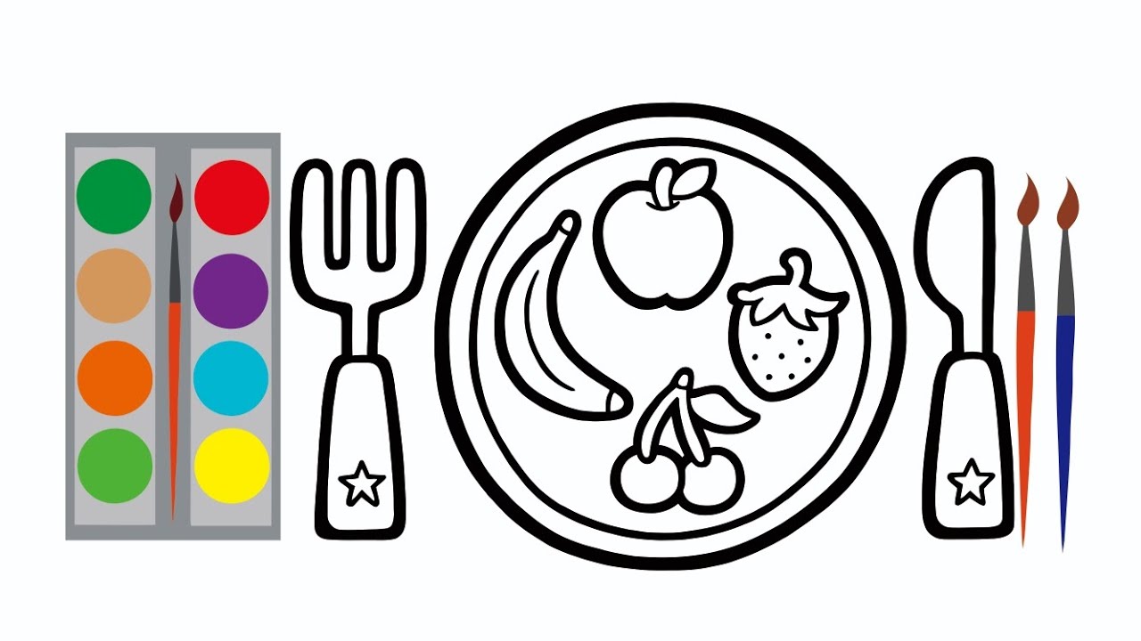 Menggambar dan Mewarnai Piring Buah | how to draw and coloring Fruits ...