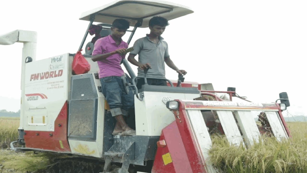 ধান কাটার মেশিন কৃষকের খরচ বাচাবে ৯০%। কম্বাইন হার্ভেস্টার । Rice ...