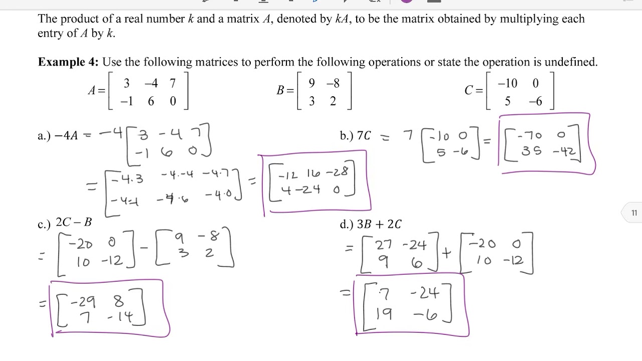 Math 1050 - 6.4 Matrix Arithmetic - YouTube