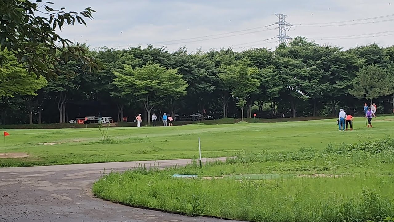 신길공원 잔디광장에서 골프와 비슷한 게이트볼파크 골프스포츠를 즐기고 있는 중년분들~ Youtube