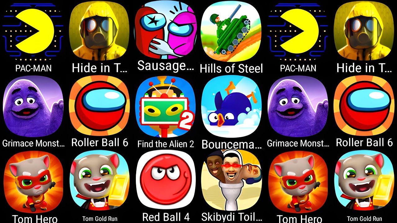 Pac-Man, Hide in the Backroom, Sausage Wars, Hills of Steel, Grimace ...