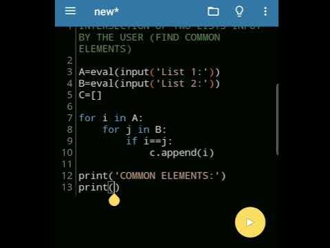Find the #intersection of two #lists (#common #elements) | #Python - YouTube