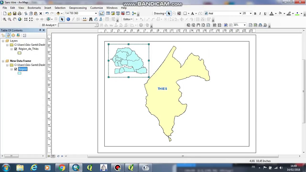 ARC GIS: carte outil data frame - YouTube