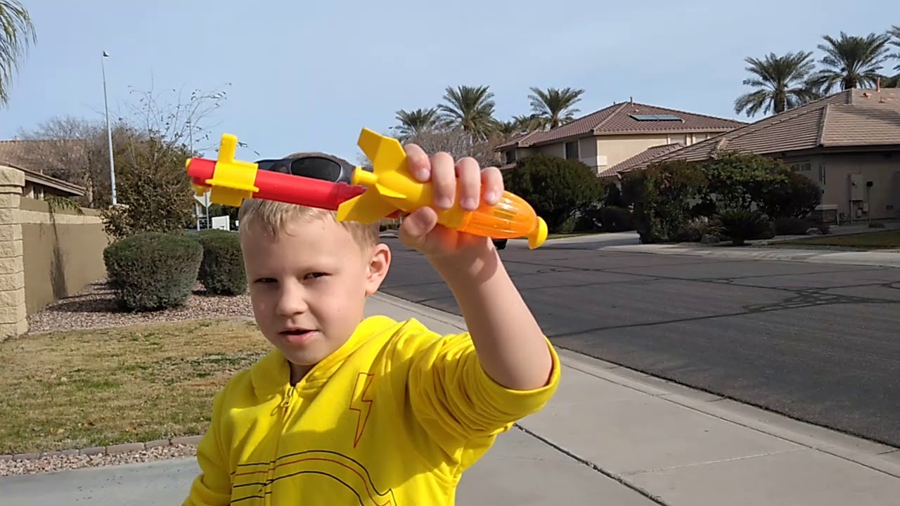 Plastic water propelled rocket toy - YouTube