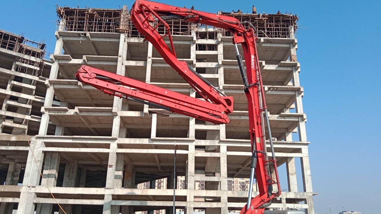 Concrete pump jeckup and open boom video - YouTube