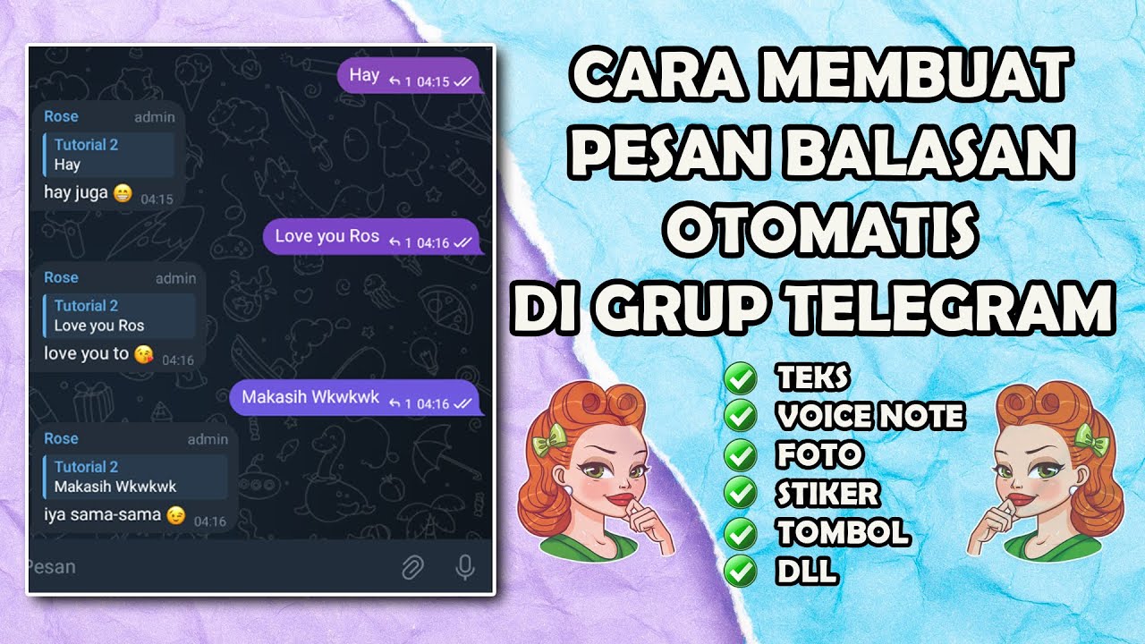 CARA MEMBUAT BALASAN OTOMATIS GRUP TELEGRAM - MISS ROSE TELEGRAM GROUP BOT - YouTube