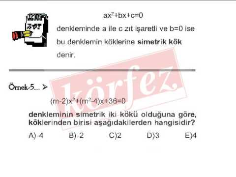 YGS-LYS İkinci Dereceden Denklemler 1 Bolum