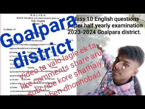 class 10 English questions paper half yearly examination 2023-2024 ...