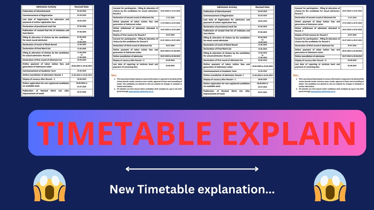 NEW ACPC TIMETABLE EXPLANATION - YouTube