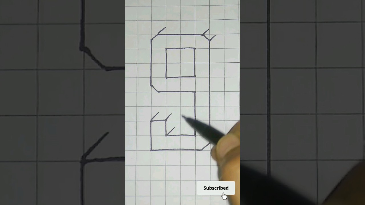 How to draw no. 9 in 3d /3d number drawing - YouTube