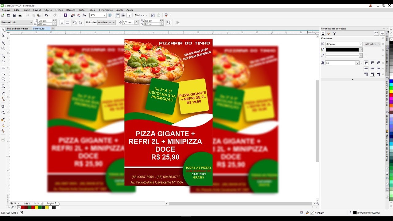 CURSO COREL DRAW Panfleto Pizzaria tutorial completo - YouTube