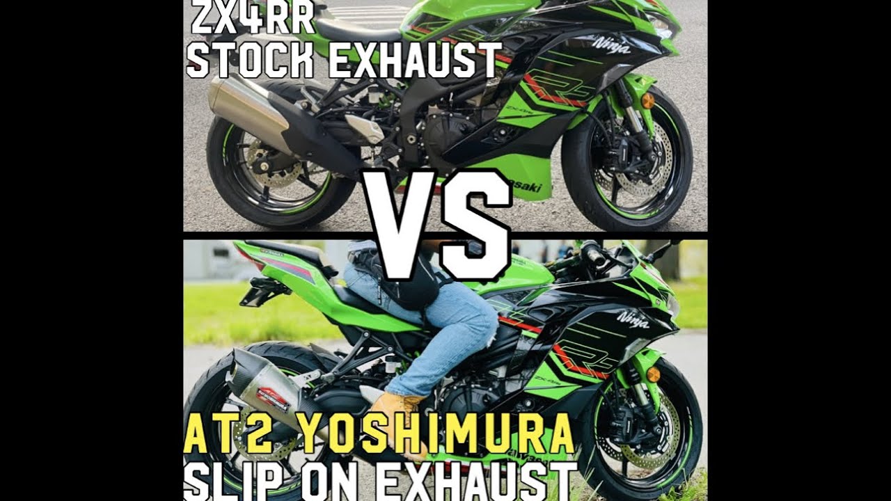 Kawasaki ninja zx4rr stock exhaust vs AT2 yoshimura exhaust sound ...
