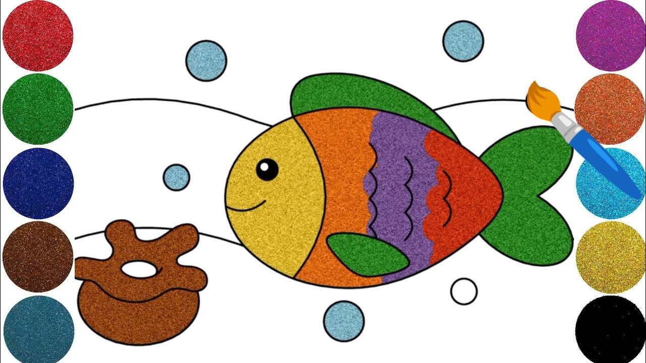 Chiki Art|How to Draw Fish Easy|Glitter Drawing And Coloring for kids ...