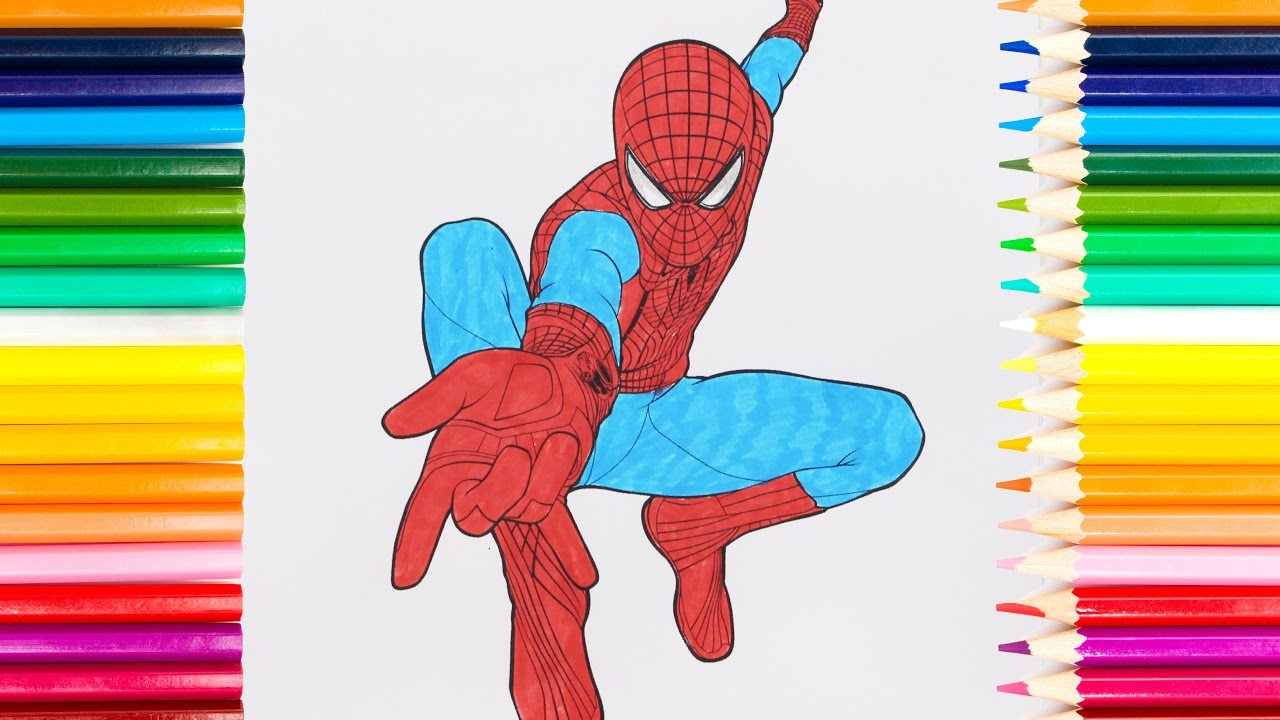 Spiderman drawing for kids. How to paint a picture Spiderman - YouTube