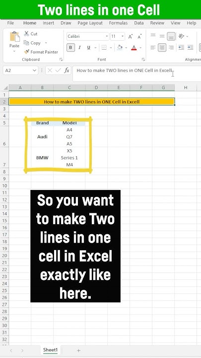 How to make two lines in one cell in Excel, short and simple - YouTube