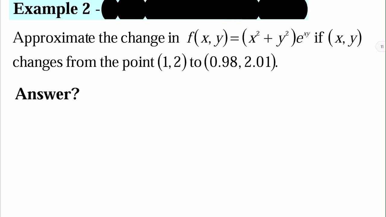Part 10 Partial Derivatives - Increment and Differentials - Example 2 ...