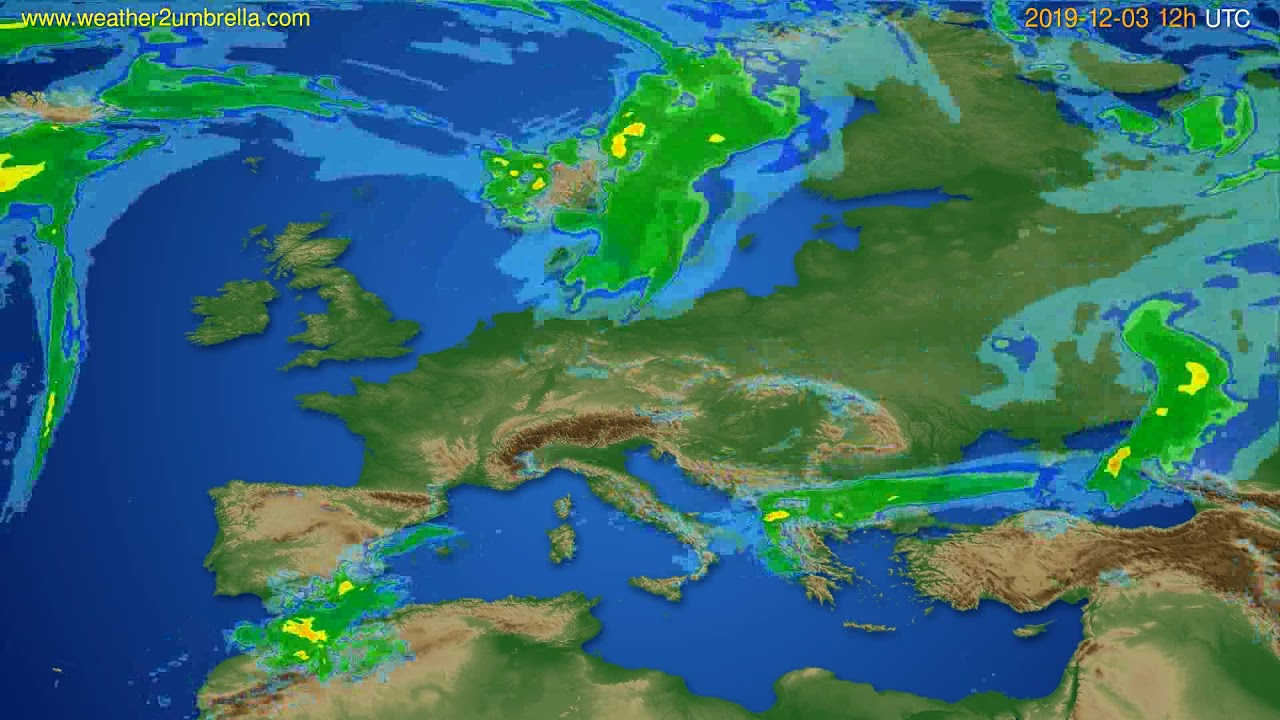 Radar forecast Europe // modelrun: 00h UTC 2019-12-03 - YouTube
