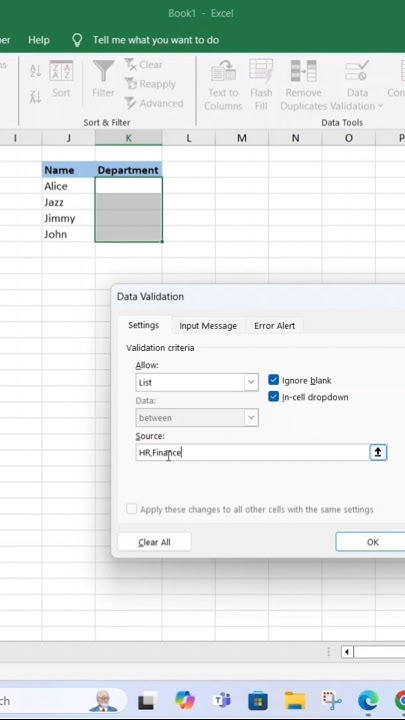 How to create a Drop-down list using Excel #excel #datavalidation #dropdown #shorts #shortsfeed ...