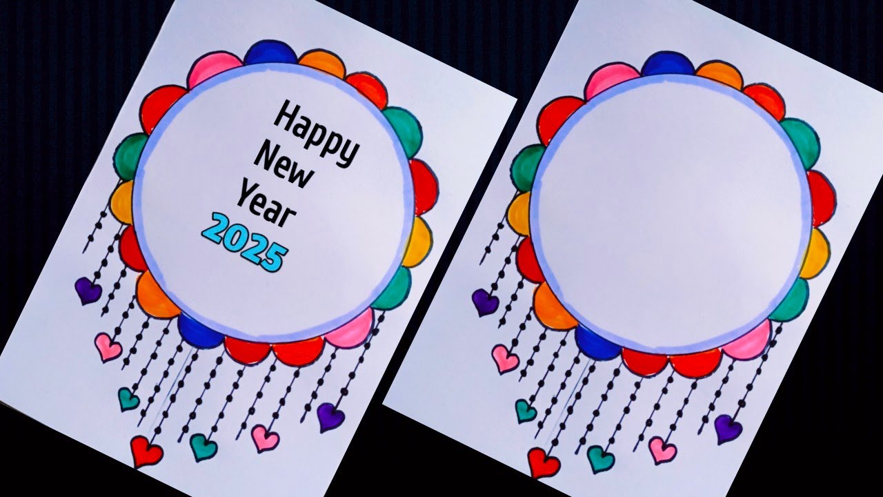 Happy new year 2025 drawing/ New year greeting card handmade / DIY New ...