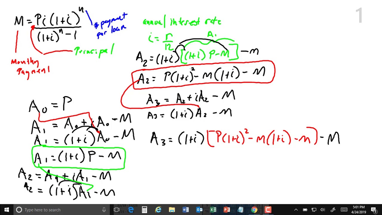 How to Derive the Mortgage Amortization equation from scratch. - YouTube