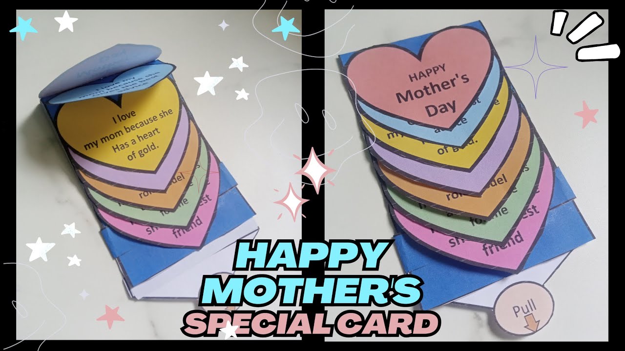 Rainbow Heart Waterfall Card - Happy Mother's Day Special Card ...