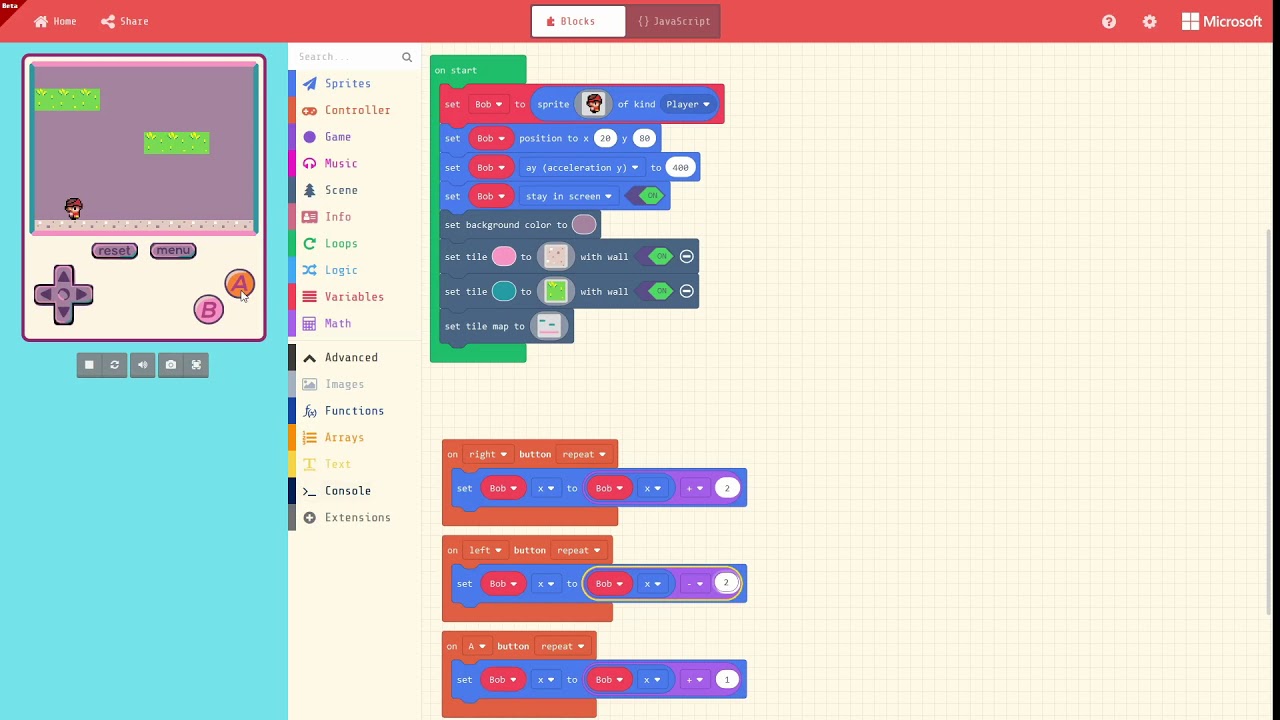 Arcade Makecode 2 : un jeu prend forme - YouTube