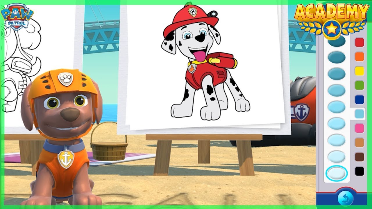 Paw Patrol Academy Funny Learning 🍎 Play fun coloring game with Zuma ...