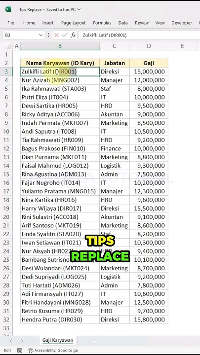 Tips Replace Di Excel‼️ Belajarexcel Exceltips Excelhacks