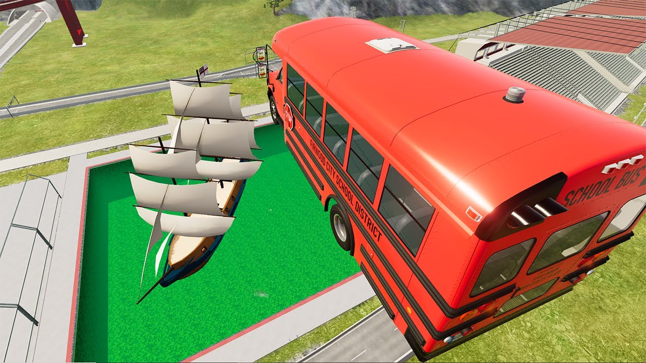 Car Jumping Into Pirate Ship Into Slime Pool BeamNG.Drive - YouTube