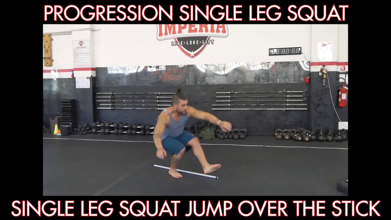 Single Leg Squat Jump over the stick - YouTube
