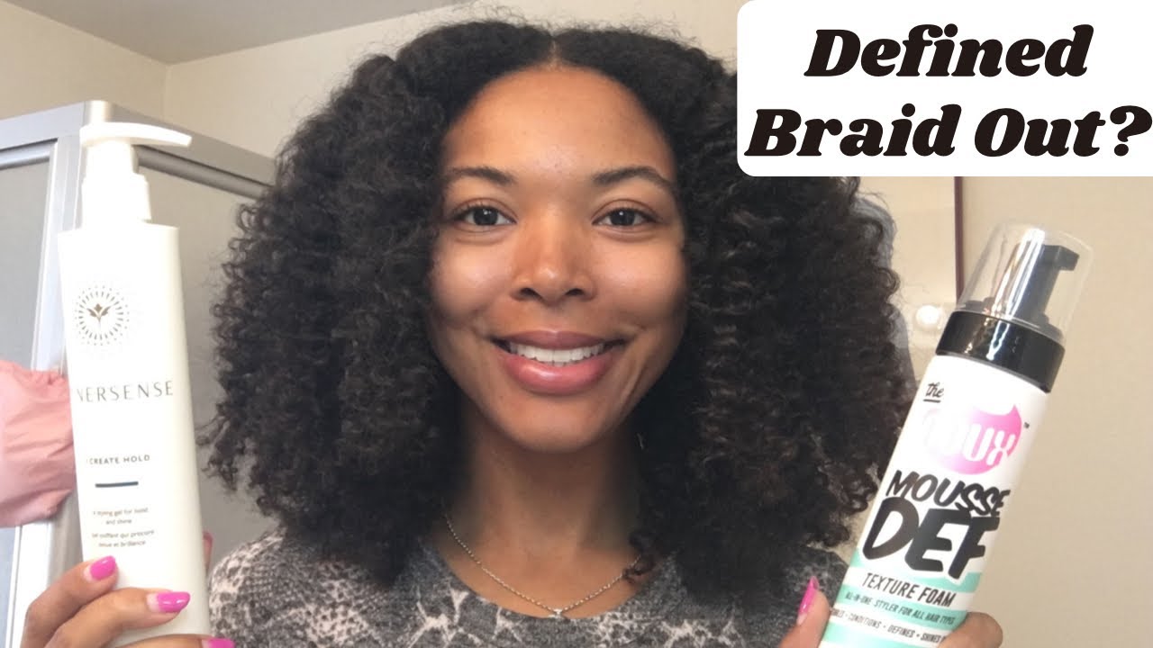 Braid Out on Natural Hair Using a Mousse and a Gel - YouTube